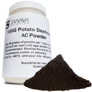 potato dextrose agar powder with activated charcoal 100 grams - evviva sciences - make up to 105 agar petri dishes - excellent growth medium for mushrooms & science projects