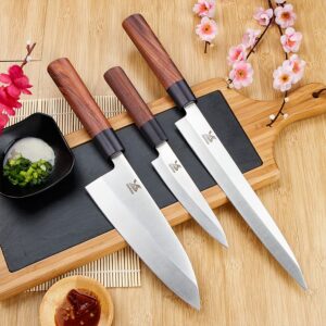 MSY BIGSUNNY Set of 3pcs Sashimi Knives Stainless steel Sushi Knives Set Slicing fish Knife Set (3 in 1 set)