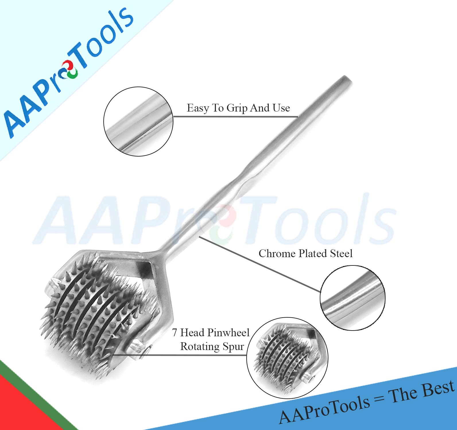 AAProTools Set of 7 Pcs Diagnostic Neurological Wartenberg Sensory Pinwheel Pin Wheel 1, 2, 3, 4, 5, 7, 10 Head