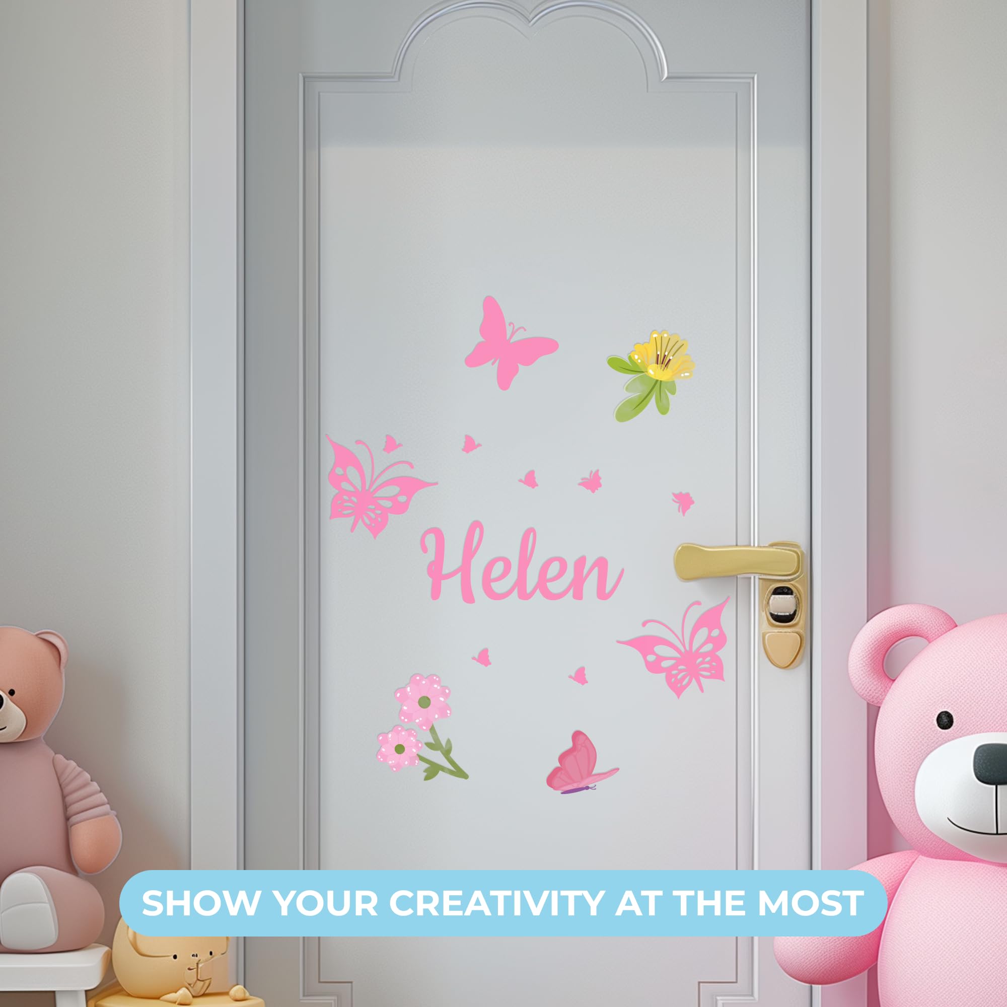 Personalized Name Butterfly Wall Decals I Butterfly Decorations for Girls Room Decor I Baby Nursery Wall Decal I Butterfly Wall Decor for Birthday I Pink Butterfly Wall Decor