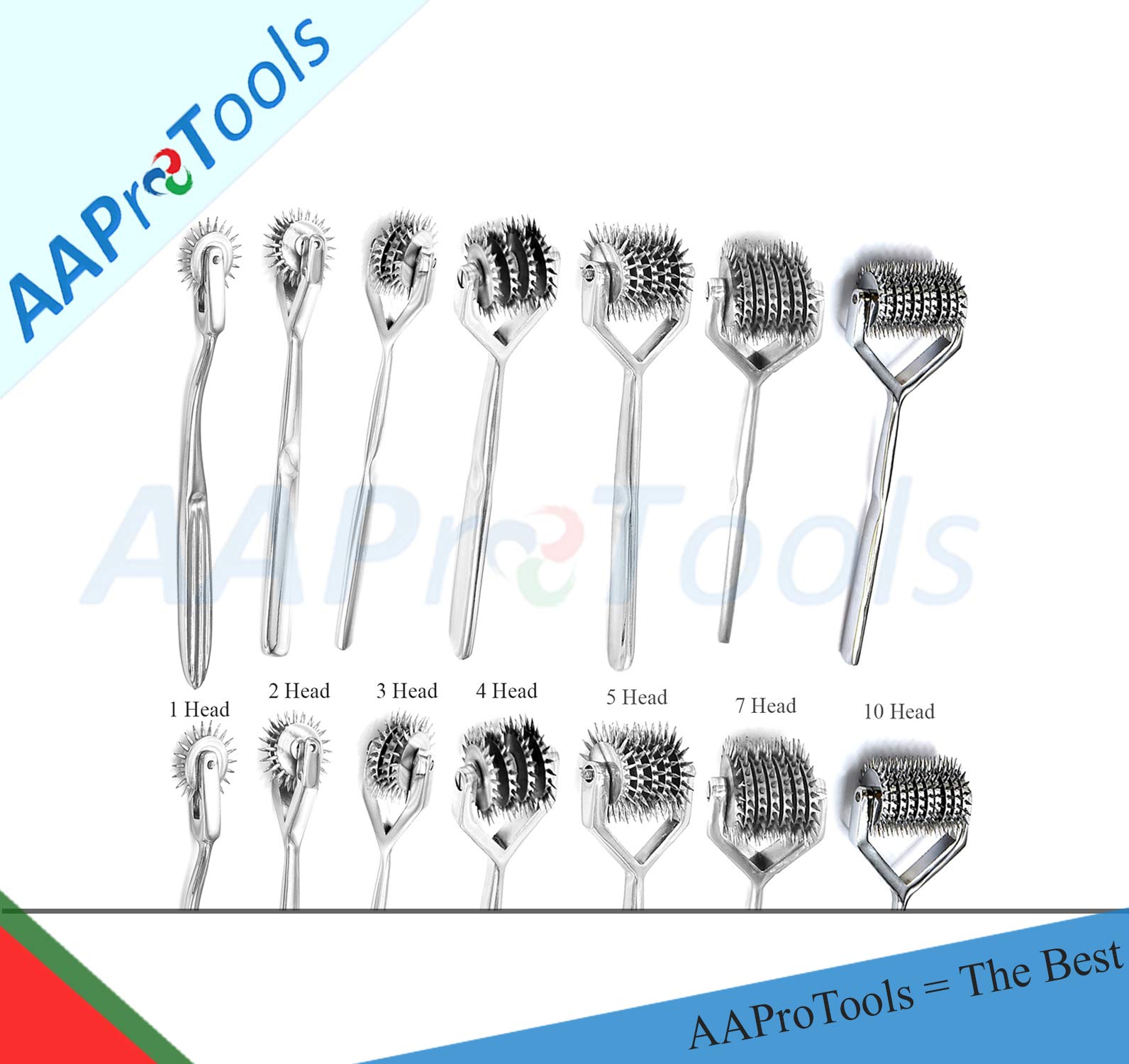 AAProTools Set of 7 Pcs Diagnostic Neurological Wartenberg Sensory Pinwheel Pin Wheel 1, 2, 3, 4, 5, 7, 10 Head