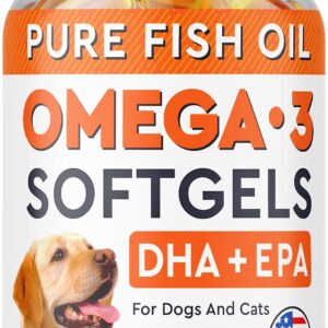 StrellaLab Omega 3 Fish Oil Pills for Dogs (180 Ct) - No Fishy Smell Softgels - EPA + DHA Fatty Acids Reduce Shedding&Itching - Supports Joints, Brain, Heart&Overall Health - EPA&DHA Fatty Acids - USA