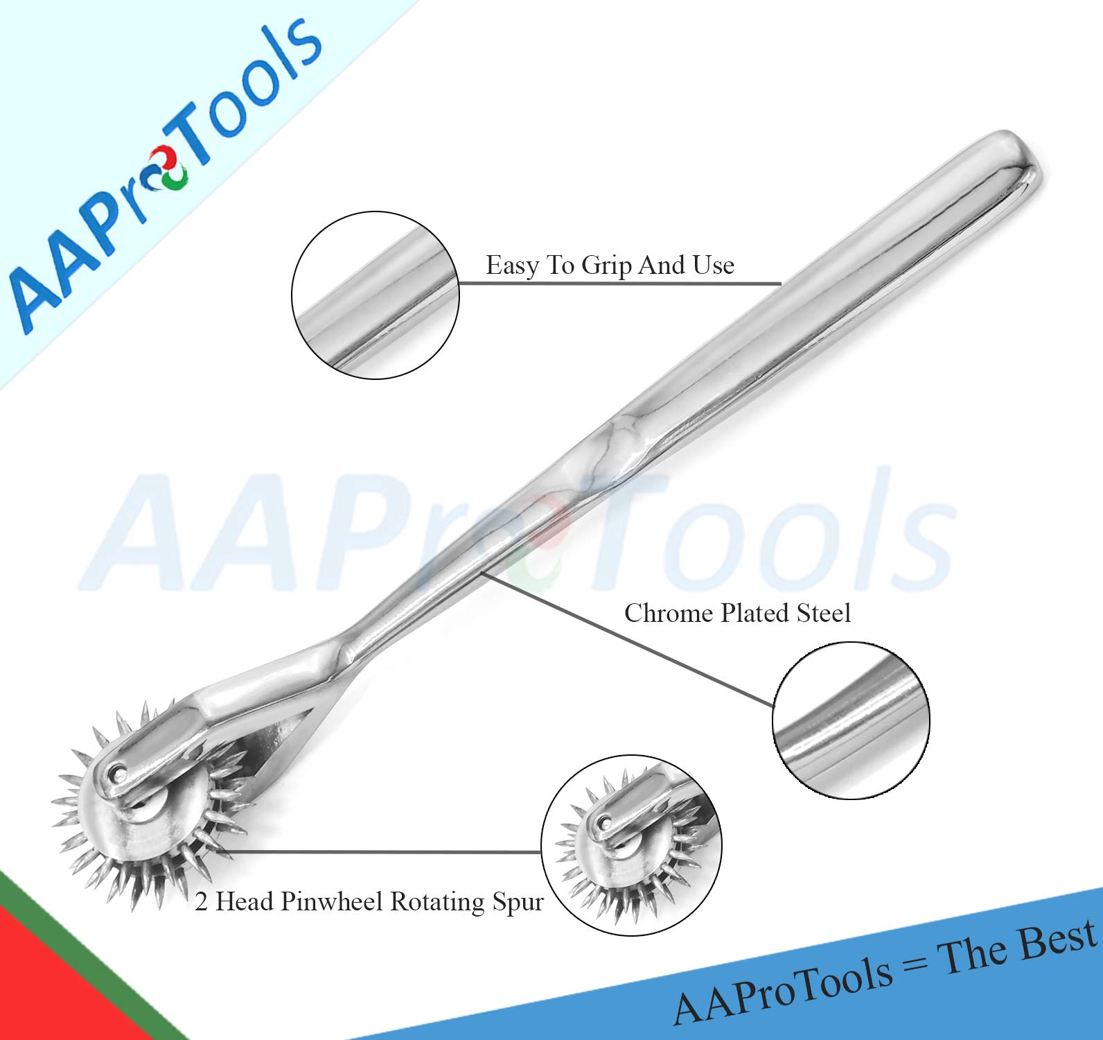 AAProTools Set of 7 Pcs Diagnostic Neurological Wartenberg Sensory Pinwheel Pin Wheel 1, 2, 3, 4, 5, 7, 10 Head