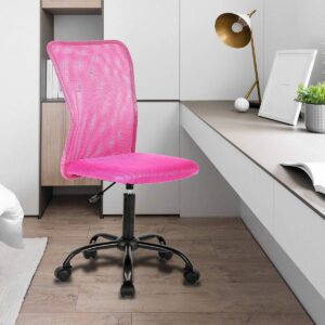 simple mesh office chair, ergonomic office chair armless home office chair adjustable computer chair task rolling swivel chair black desk chair for working,meeting - pink