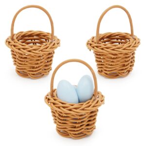 Juvale 24 Pack Rattan Mini Picnic Baskets with Handles for Tiny Birthday Party Favors or Baby Shower (2.75 in)