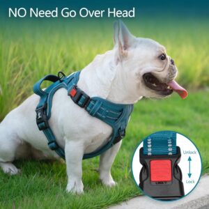 PoyPet No Pull Dog Harness, No Choke Reflective Dog Vest, Adjustable Pet Harnesses with Easy Control Padded Handle for Small Medium Large Dogs(Tumalo Teal,S)