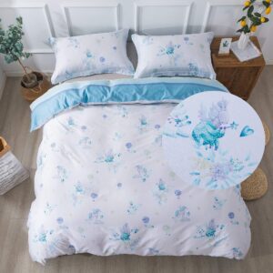 Brandream Kids Bedding Full Size Boy 100% Cotton Set Blue Adventure Hot Air Balloon Duvet Cover Set 3-Piece (No Comforter Included) Reversible