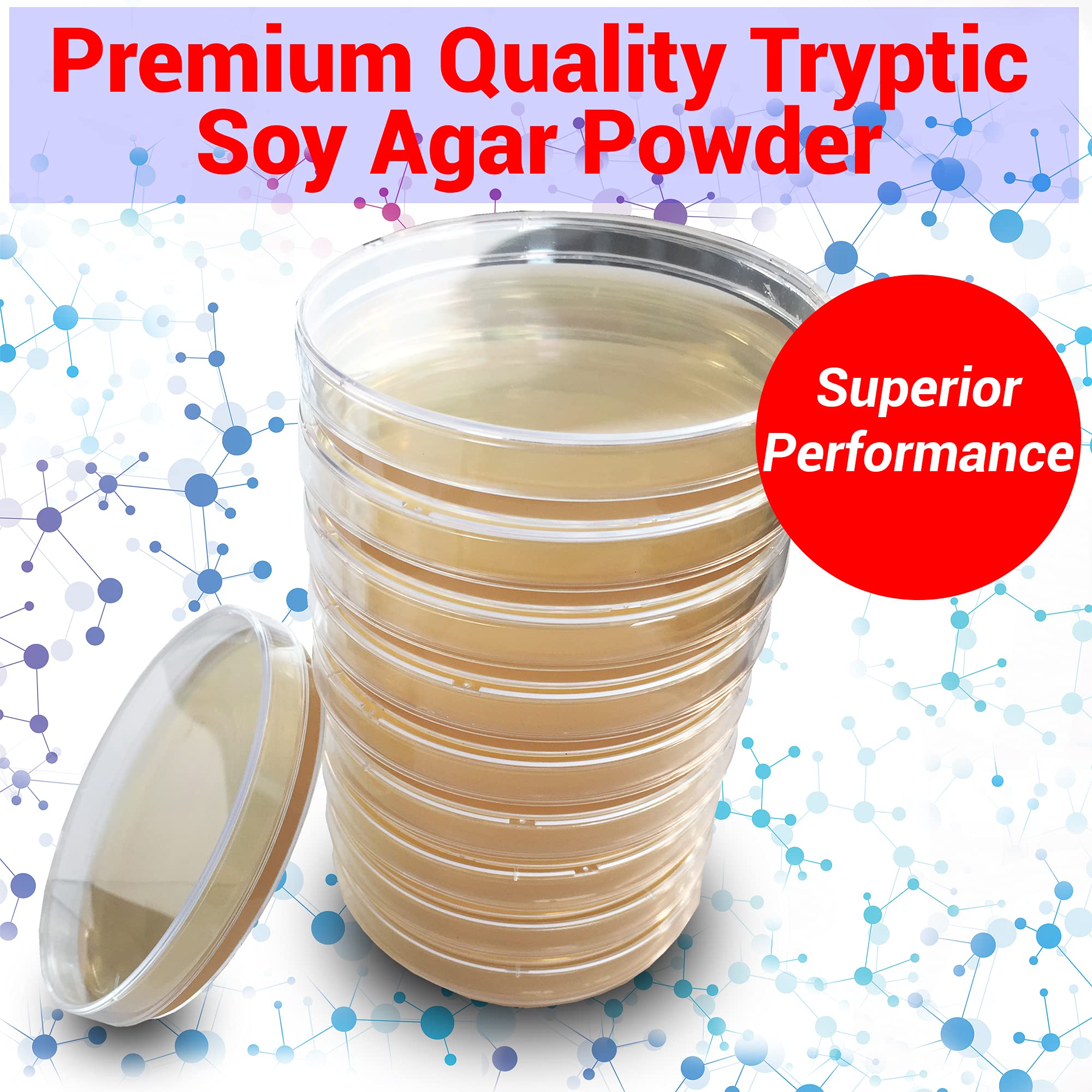 Tryptic Soy Agar Powder 100 Grams - Evviva Sciences - Make 100 to 125 Agar Petri Dishes - Excellent for Microbiology - Great for Science Projects