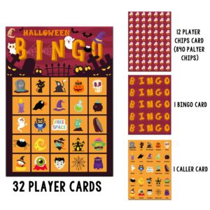 KIMOBER Halloween Bingo Game Cards,32 Players Halloween Party Games for School Classroom Family Activities