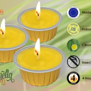 Hyoola Citronella Candles in Aluminum Cup - 6 Pack - Scented Candles Citronella - 4 Hour Burn Time - 1" x 2 Citronella Candle Outdoor and Indoor Use - Made in Europe