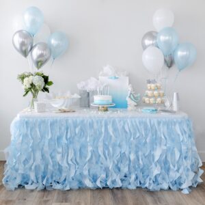 bluekate blue tutu table skirt. 6ft table skirt with double layer organza willows for under the sea decorations, 1st baby boy birthday décor, elephant baby shower decor, gender reveal or bridal shower