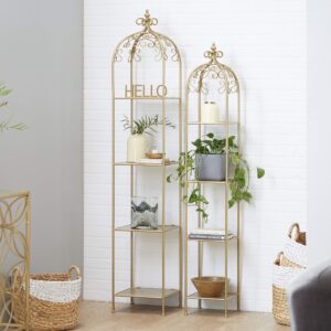 deco 79 contemporary metal shelving unit, set of 2 74", 65"h, gold