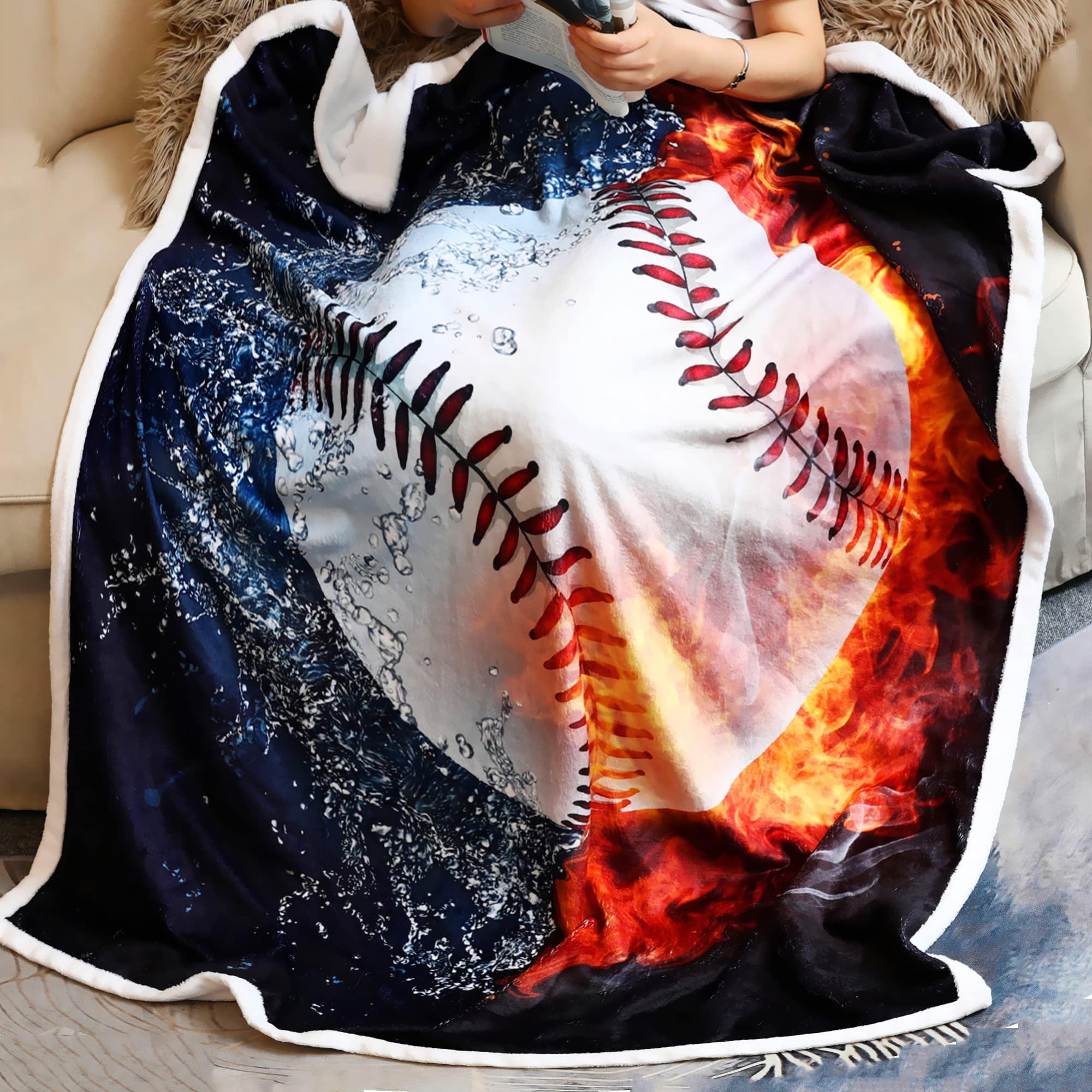 Sviuse Baseball Blanket Baseball Gifts for Boys and Adults Baseball Stuff for Baseball Lover Soft Sports Fleece Throw Blanket Baseballs Printed Blanket All Season (50"x60")