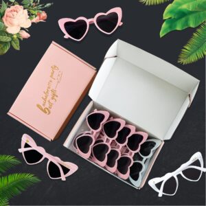 NewShun 10pcs Bachelorette Party Retro Heart Sunglasses, Bridal Shower Supplies Wedding Favor Bridesmaid Gifts - Pink