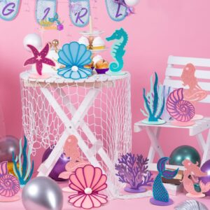 PAPER JAZZ Mermaid Party Decorations Glitter Mermaid Felt Table Centerpiece for Birthday Party Under The Sea Table Centerpiece Ocean Theme Decor for Baby Shower Supplies