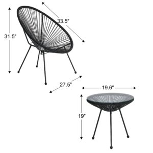 ABCCANOPY 3-Piece Patio Furniture Set,Acapulco Chair Conversation Bistro Set, Indoor&Outdoor All-Weather Patio Furniture Sets with Glass Top Table