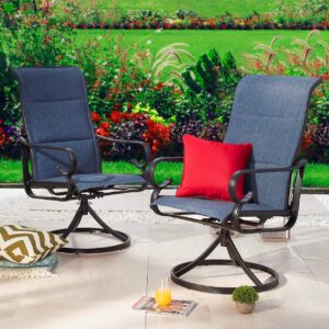 PatioFestival Patio Dining Chairs Set 4 Pieces Textilene Outdoor High Back Swivel Rockers with All Weather Frame (Blue)