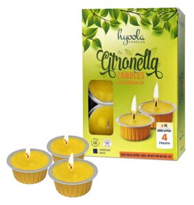 hyoola citronella candles in aluminum cup - 6 pack - scented candles citronella - 4 hour burn time - 1" x 2 citronella candle outdoor and indoor use - made in europe