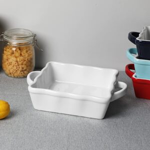 GDCZ Ceramic Baking Dish with Double Handle, Baking Dish Casserole Dishes, 8-Inch (White)