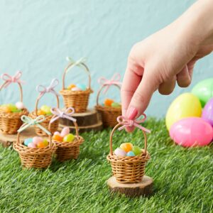 Juvale 24 Pack Rattan Mini Picnic Baskets with Handles for Tiny Birthday Party Favors or Baby Shower (2.75 in)