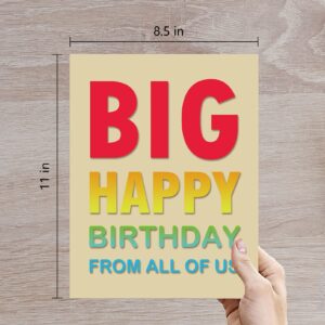 Ulbeelol Big Happy Birthday Card, Oversize Group Bday Greeting Card, Surprise Card for Family Members Office Boss Teacher Coworker from All of Us