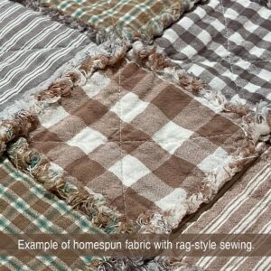 Oatmeal Buffalo Taupe Plaid Cotton Homespun Plaid Fabric by JCS - Sold by The Yard