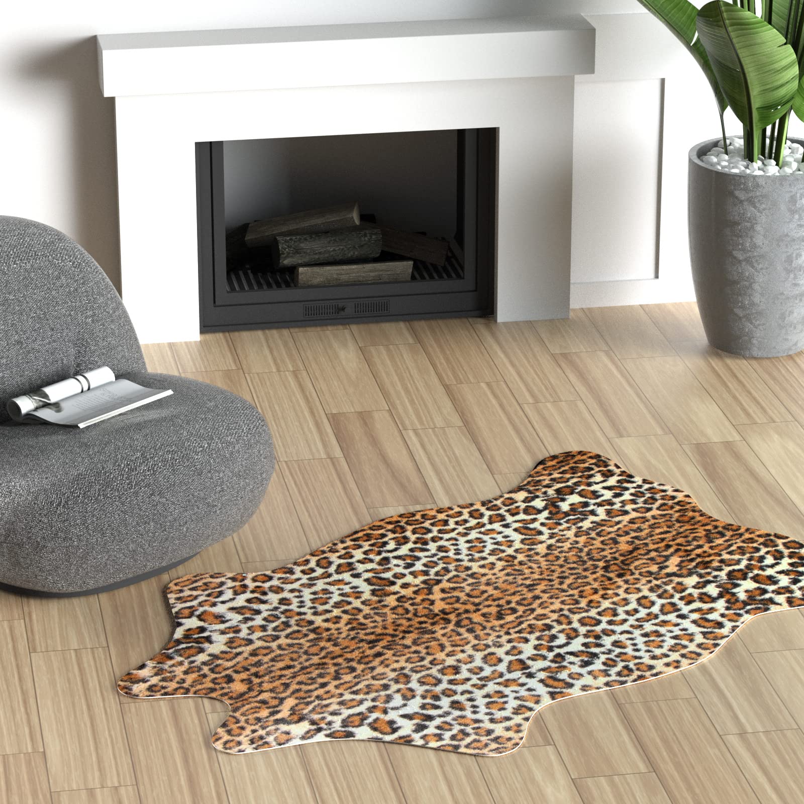 MACEVIA Leopard Rug Cheetah Print Rug Area Carpet Cute Western Decor Animal Skin Rugs for Living Room Bedroom Non-Slip 43.3" L x 29.5" W(3.6ft x 2.4ft)