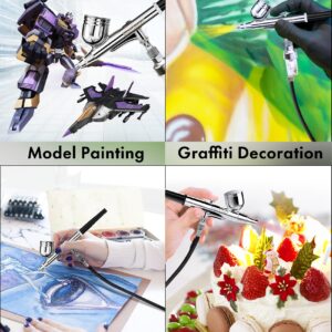 Gocheer Airbrush Kit with Air Compressor, 40 PSI High Pressure Air Brush Non-Clogging with 0.2/0.3/0.5mm Nozzle/Cleaning Sets, Ideal for Painting, Modeling, Cake Decor, Pastry, Makeup, Nail Art etc.