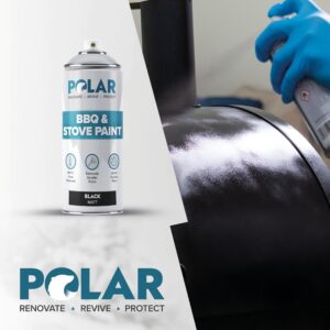 Polar BBQ & Stove Spray Paint - Matt Black - 2 x 13.5 Fl Oz - Heat Resistant Barbeque Paint - Up to 650°C - Garden BBQ, Stoves, Firepits, Fireplaces & Metal Surfaces - Indoor & Outdoor