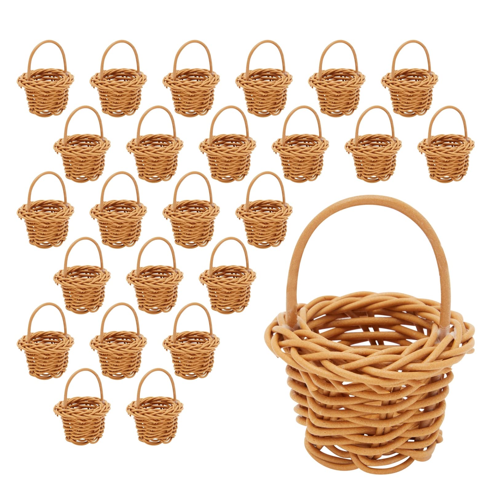 Juvale 24 Pack Rattan Mini Picnic Baskets with Handles for Tiny Birthday Party Favors or Baby Shower (2.75 in)