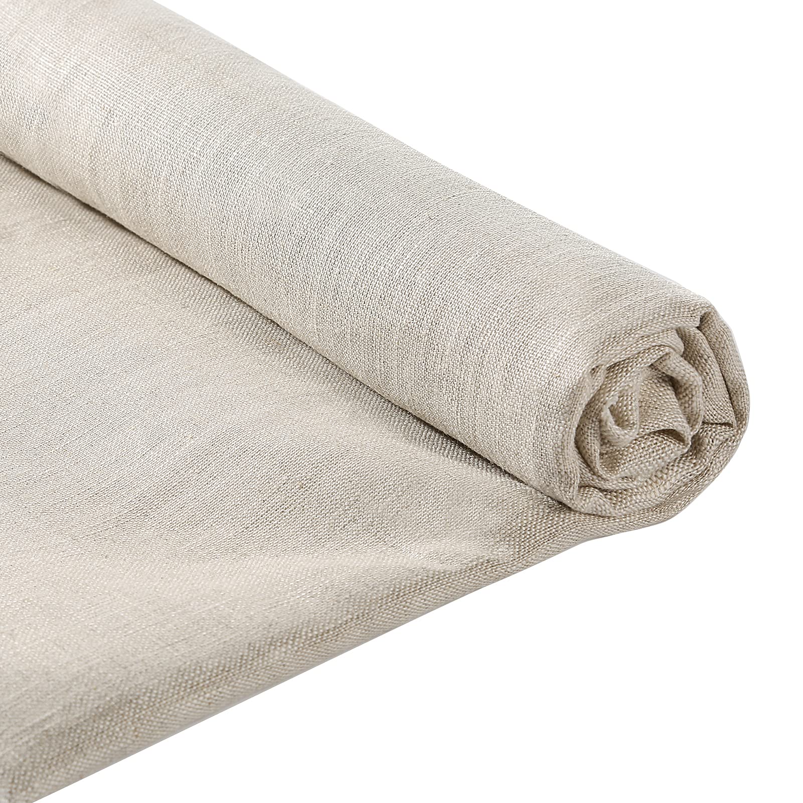 Pllieay 39 x 55 Inch Natural Pure 100% Linen Fabric, Plain Solid Colour Linen Fabric Cloth for Needlework, Dressmaking, Skirts, Bag, Embroidery, Tablecloths and Garments Craft