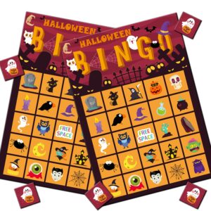 kimober halloween bingo game cards,32 players halloween party games for school classroom family activities