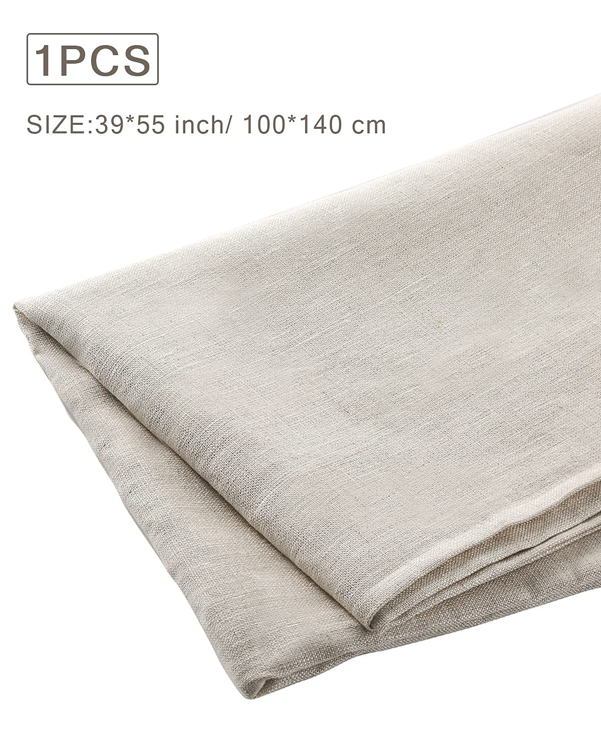 Pllieay 39 x 55 Inch Natural Pure 100% Linen Fabric, Plain Solid Colour Linen Fabric Cloth for Needlework, Dressmaking, Skirts, Bag, Embroidery, Tablecloths and Garments Craft