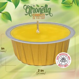 Hyoola Citronella Candles in Aluminum Cup - 6 Pack - Scented Candles Citronella - 4 Hour Burn Time - 1" x 2 Citronella Candle Outdoor and Indoor Use - Made in Europe