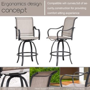 PatioFestival Patio Swivel Bar Stools Set of 4 Outdoor High Bistro Stools Height Chairs Dining Chairs All Weather Garden Furniture(Grey)