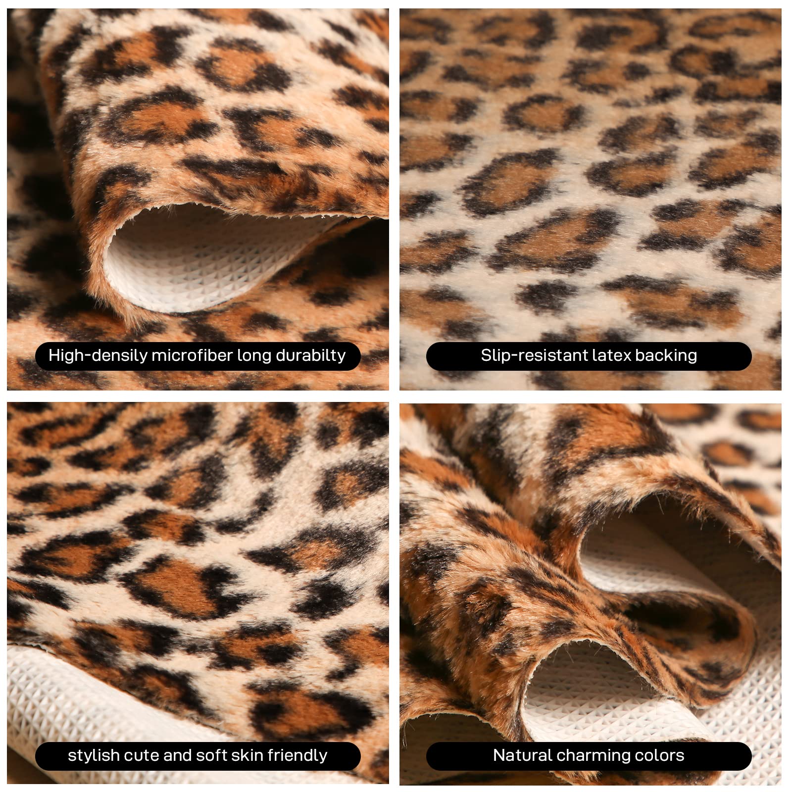 MACEVIA Leopard Rug Cheetah Print Rug Area Carpet Cute Western Decor Animal Skin Rugs for Living Room Bedroom Non-Slip 43.3" L x 29.5" W(3.6ft x 2.4ft)