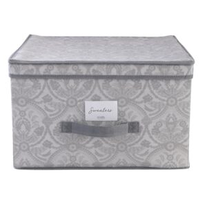 laura ashley non-woven jumbo storage box, dimensions: l16 x w16 x h10, collapsible, durable, home organization, closet storage, grey