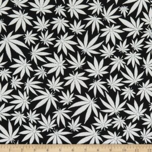 timeless treasures glow in the dark cannabis leaves glow, fabric by the yard