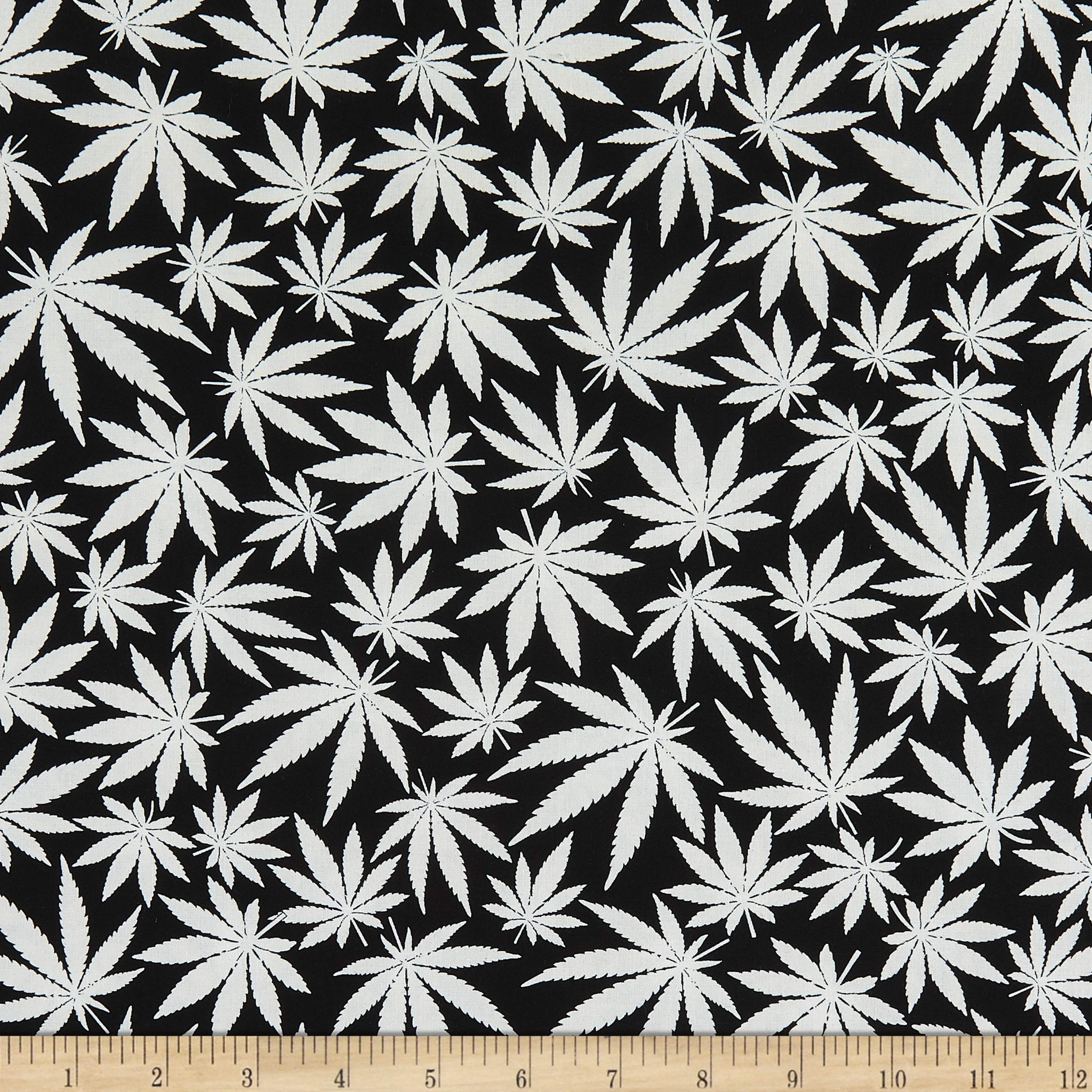 Timeless Treasures Glow In The Dark Cannabis Leaves Glow, Fabric by the Yard