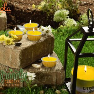 Hyoola Citronella Candles in Aluminum Cup - 6 Pack - Scented Candles Citronella - 4 Hour Burn Time - 1" x 2 Citronella Candle Outdoor and Indoor Use - Made in Europe