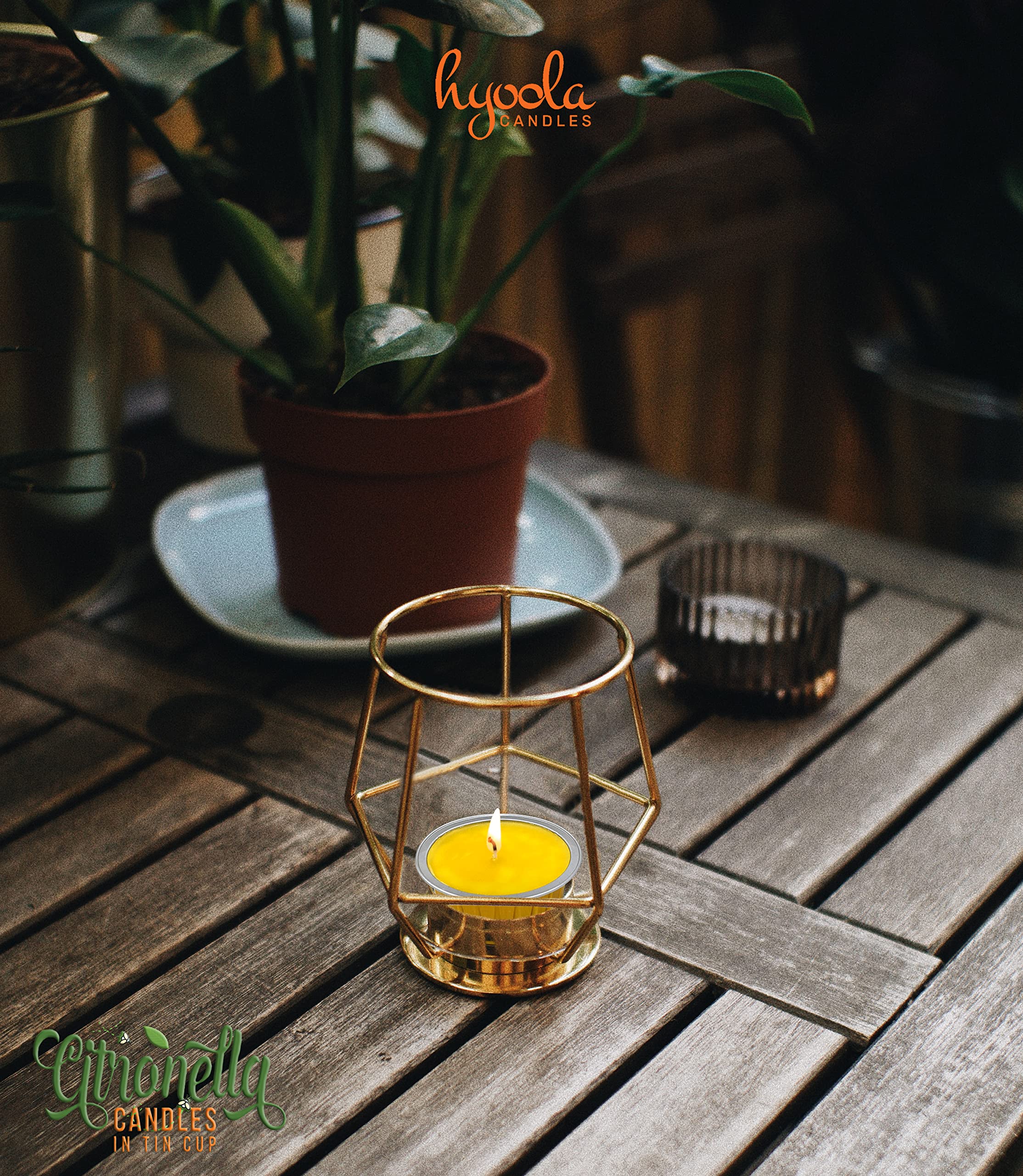 Hyoola Citronella Candles in Aluminum Cup - 6 Pack - Scented Candles Citronella - 4 Hour Burn Time - 1" x 2 Citronella Candle Outdoor and Indoor Use - Made in Europe