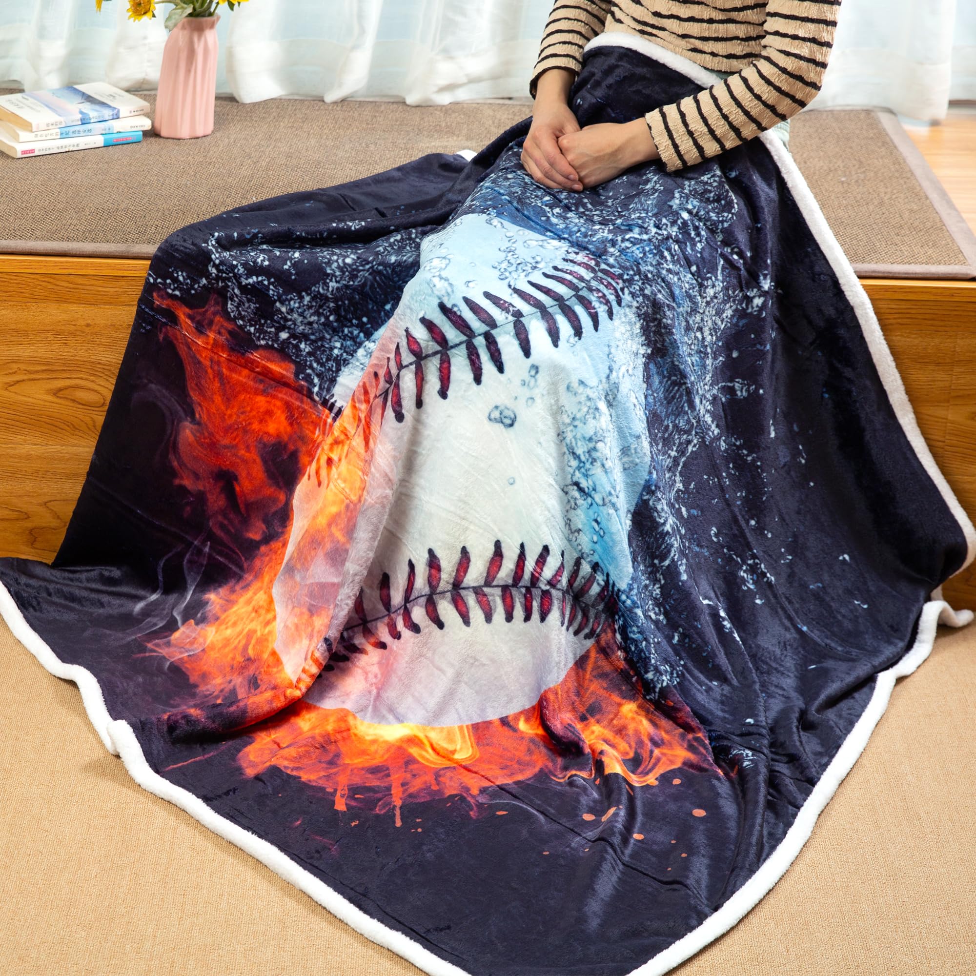 Sviuse Baseball Blanket Baseball Gifts for Boys and Adults Baseball Stuff for Baseball Lover Soft Sports Fleece Throw Blanket Baseballs Printed Blanket All Season (50"x60")