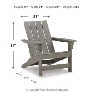 Signature Design by Ashley Visola Outdoor Patio HDPE Weather Resistant Adirondack Chair, Gray