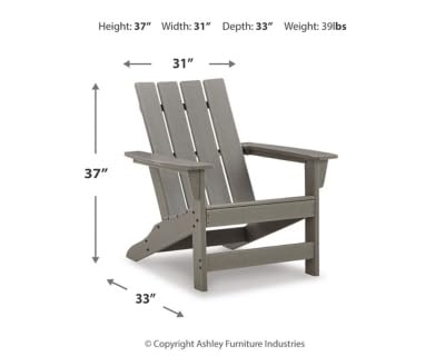 Signature Design by Ashley Visola Outdoor Patio HDPE Weather Resistant Adirondack Chair, Gray