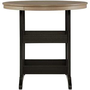 Signature Design by Ashley Fairen Trail Modern Round Bar Table with Umbrella Option , Black & Brown