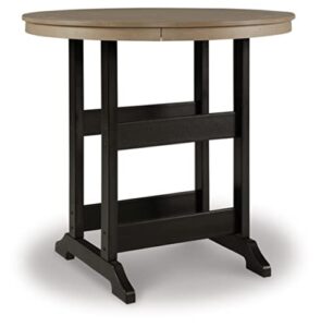 signature design by ashley fairen trail modern round bar table with umbrella option , black & brown