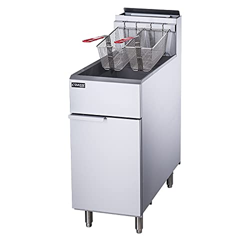 Dukers DCF3-LPG Liquid Propane Gas Commercial Floor Deep Fryer with 3 Tubes Burners 40lb 90,000 BTU