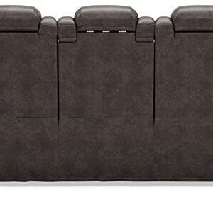 Signature Design by Ashley Hyllmont Power RecliningSofa with Adjustable Headrest, Weathered Gray