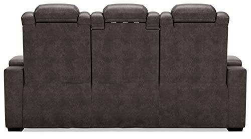 Signature Design by Ashley Hyllmont Power RecliningSofa with Adjustable Headrest, Weathered Gray