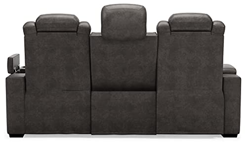 Signature Design by Ashley Hyllmont Power RecliningSofa with Adjustable Headrest, Weathered Gray